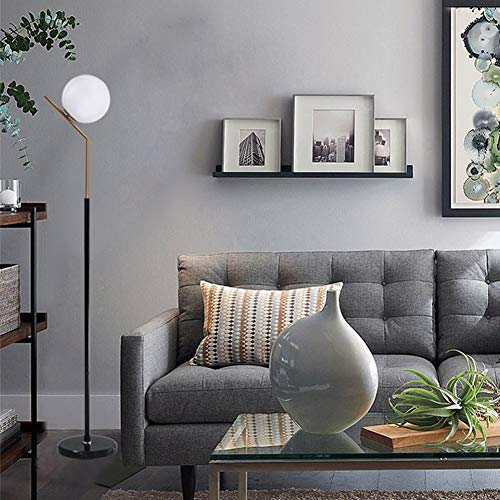 Hsyile Lighting KU300207 Modern Creative White Glass Ball Floor Lamp for Living Room,Bedroom,Office,Hotel,1 Light