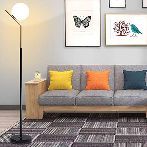 Hsyile Lighting KU300207 Modern Creative White Glass Ball Floor Lamp for Living Room,Bedroom,Office,Hotel,1 Light