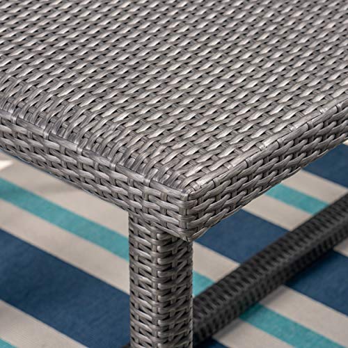 Christopher Knight Home Sophia Outdoor 7 Piece Wicker Dining Set, Grey Cushions