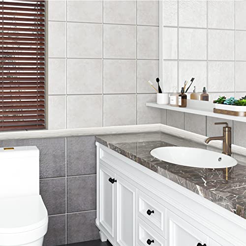 Art3d 4 FT Self Adhesive Vinyl Floor Transition Strip, Laminate Floor Strip Floor Flat Divider Strip for Joining Floor Gaps,Carpet Threshold Transition,Floor Tiles(1.57in, White-Washed)
