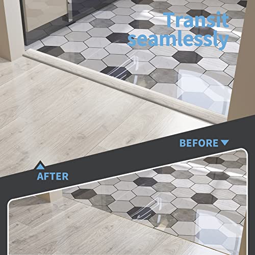 Art3d 4 FT Self Adhesive Vinyl Floor Transition Strip, Laminate Floor Strip Floor Flat Divider Strip for Joining Floor Gaps,Carpet Threshold Transition,Floor Tiles(1.57in, White-Washed)