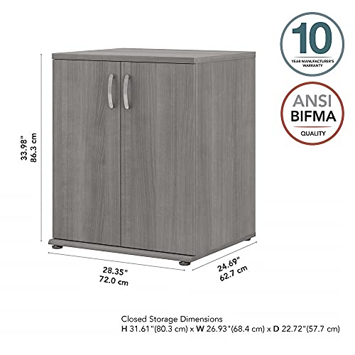 Bush Business Furniture Universal Floor Storage Cabinet with Doors and Shelves, Platinum Gray
