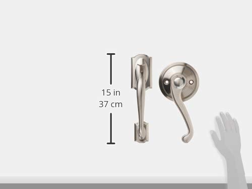 Schlage FE285 CAM 619 FLA LH Camelot Front Entry Handleset with Left-Handed Flair Lever, Lower Half Grip, Satin Nickel