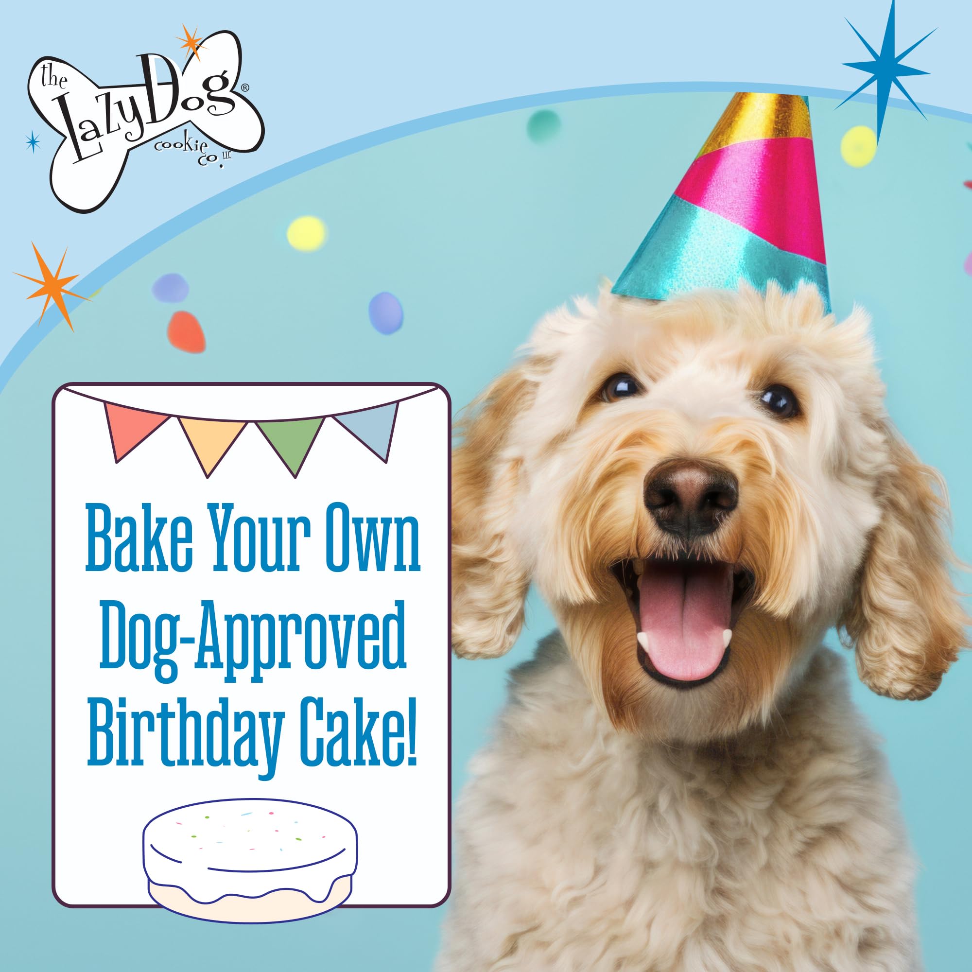 The Lazy Dog Cookie Co. Bake-at-Home Vanilla Birthday Cake Mix Dog Treat, 12-oz