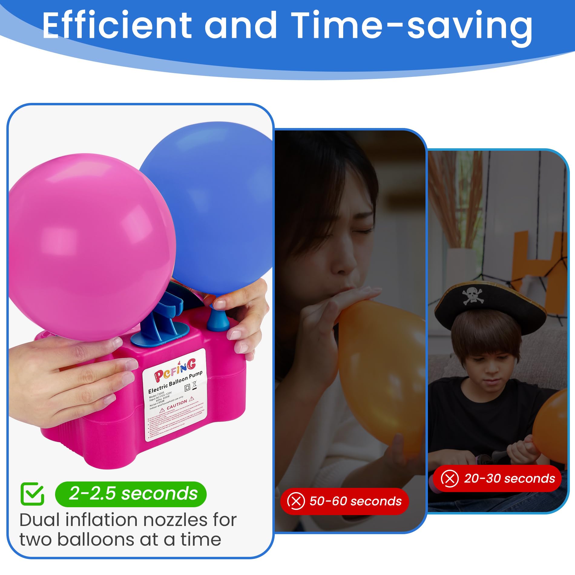 PCFING Electric Air Balloon Pump and Balloon Tying Tool in One, Portable Dual Nozzle Electric Balloon Blower Air Pump Balloons Inflator with Tying Tool on Pump for Decoration, Party and Save Time