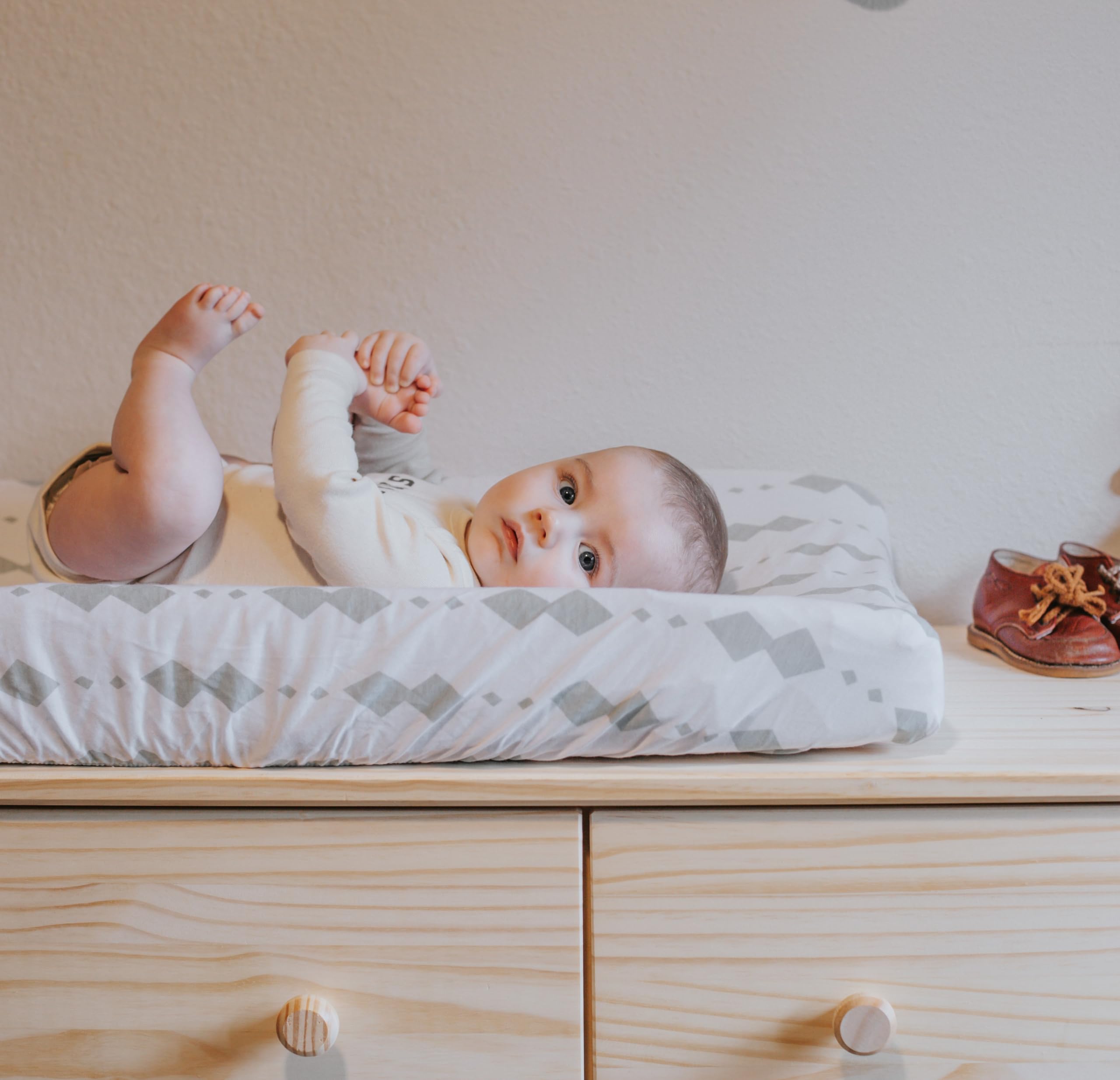 Cradle Sheets Changing Pad Cover - Travel Lite Universal Fit Baby Mattress Sheet 36" X 18 - Unisex Grey Sage Diamond - 2 Pack Set