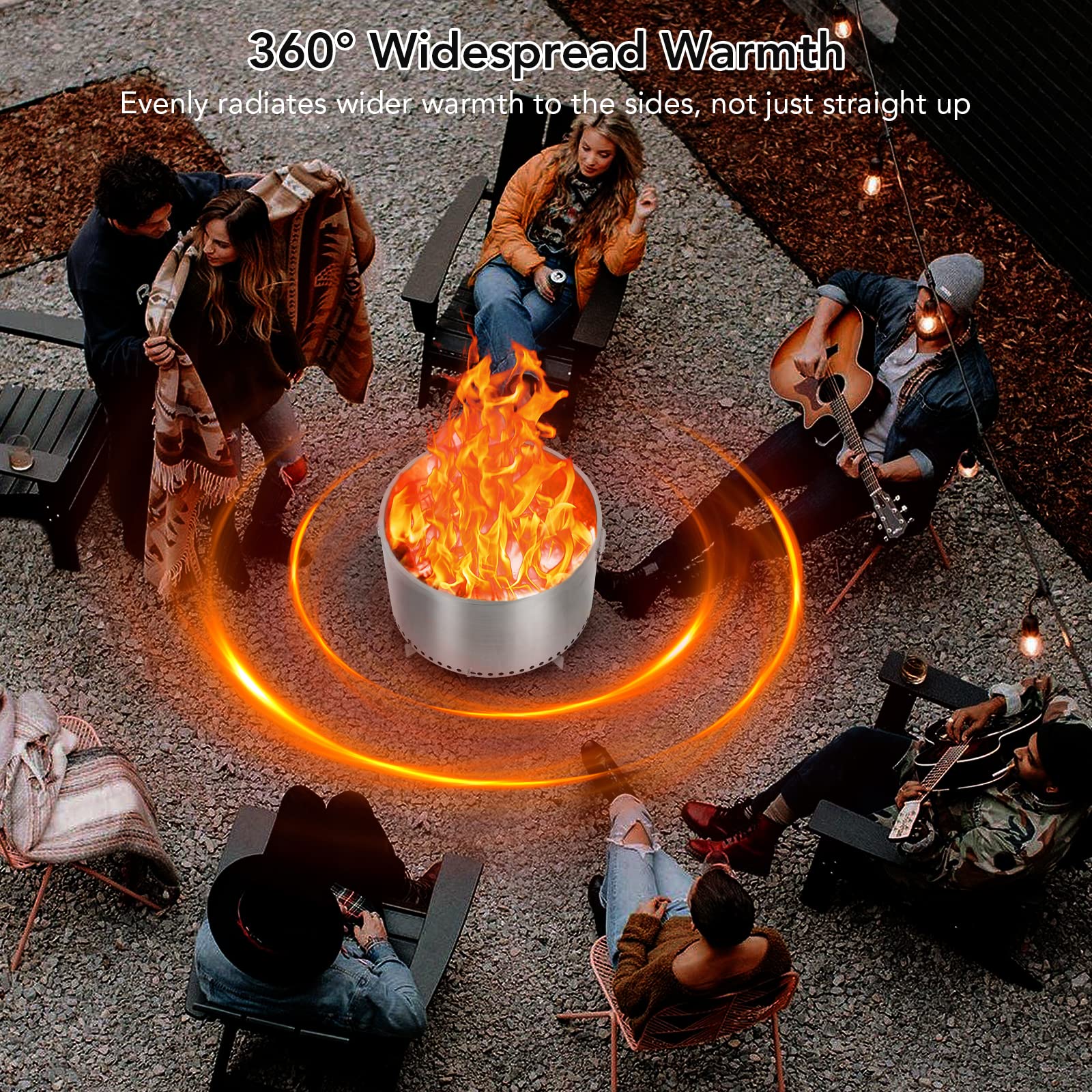 20.5" Smokeless Fire Pit with Air Switch and Handle, Wood Burning Portable Stainless Steel Outdoor Firepit with Removable Stand and Ash Pan, Ideal for Camping Backyard Patio, H: 11.5 in, 18.8 lbs
