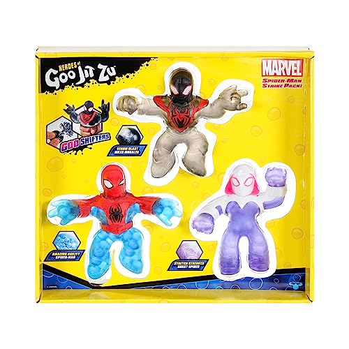 Heroes of Goo Jit Zu Goo Shifters Marvel Spider-Man Strike Pack. 3 Exclusives: Amazing Agility Spider-Man, Stretch Strength Ghost Spider and Goo Shifter Venom Blast Miles Morales | Amazon Exclusive