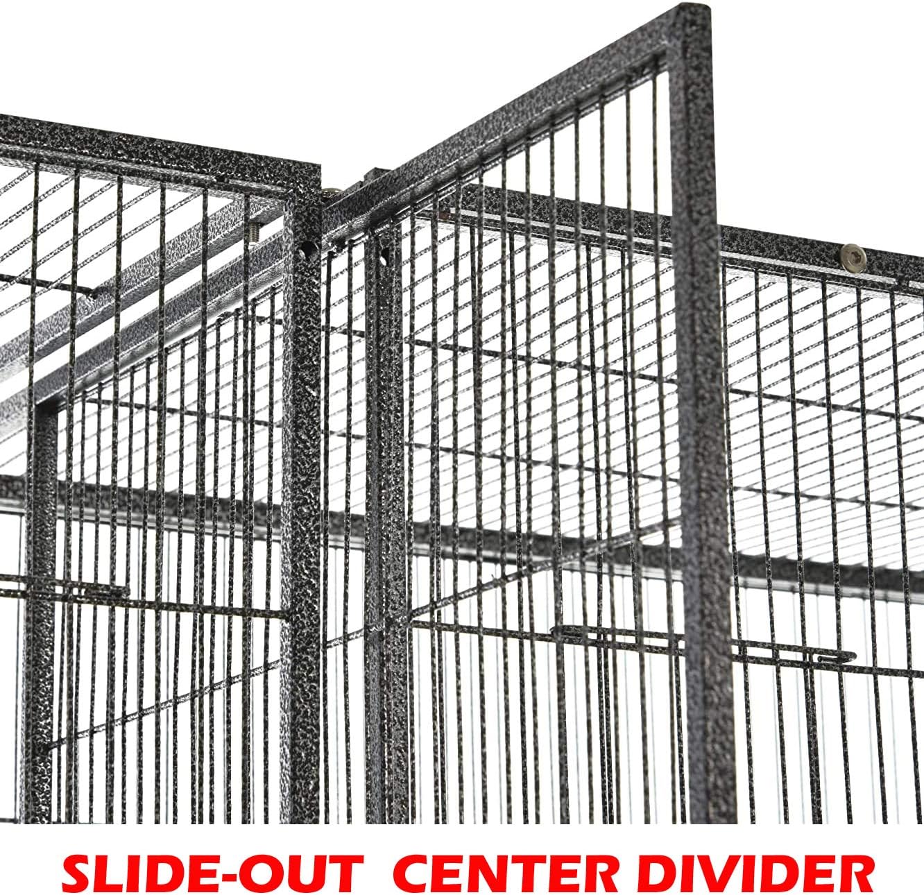 54" Large Double 3-Levels Small Animals Critters Wrought Iron Chew Proof Cage Center Slide Out Divider Tight 1/2-inch Bar Spacing Removable Rolling Stand Ferret Squirrel Chinchilla Rat Mouse