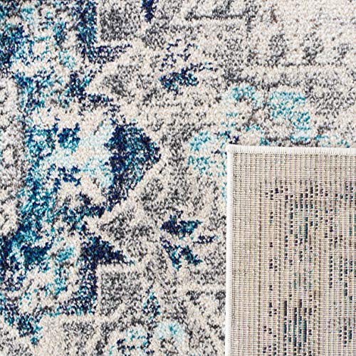 SAFAVIEH Madison Collection 8' x 10' Ivory/Grey MAD473C Boho Chic Medallion Distressed Non-Shedding Living Room Bedroom Dining Home Office Area Rug