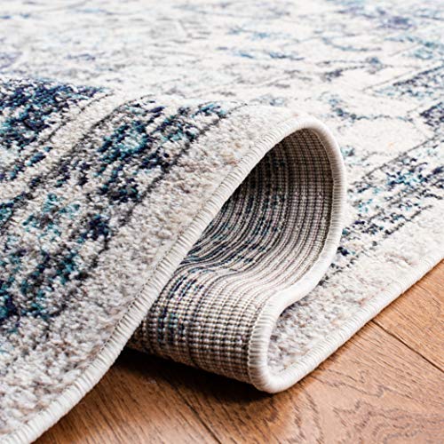 SAFAVIEH Madison Collection 8' x 10' Ivory/Grey MAD473C Boho Chic Medallion Distressed Non-Shedding Living Room Bedroom Dining Home Office Area Rug