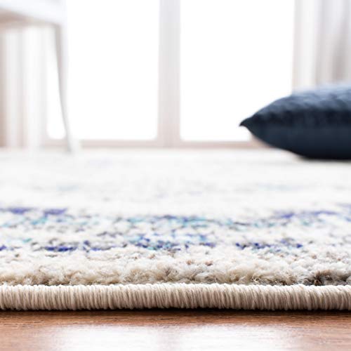SAFAVIEH Madison Collection 8' x 10' Ivory/Grey MAD473C Boho Chic Medallion Distressed Non-Shedding Living Room Bedroom Dining Home Office Area Rug