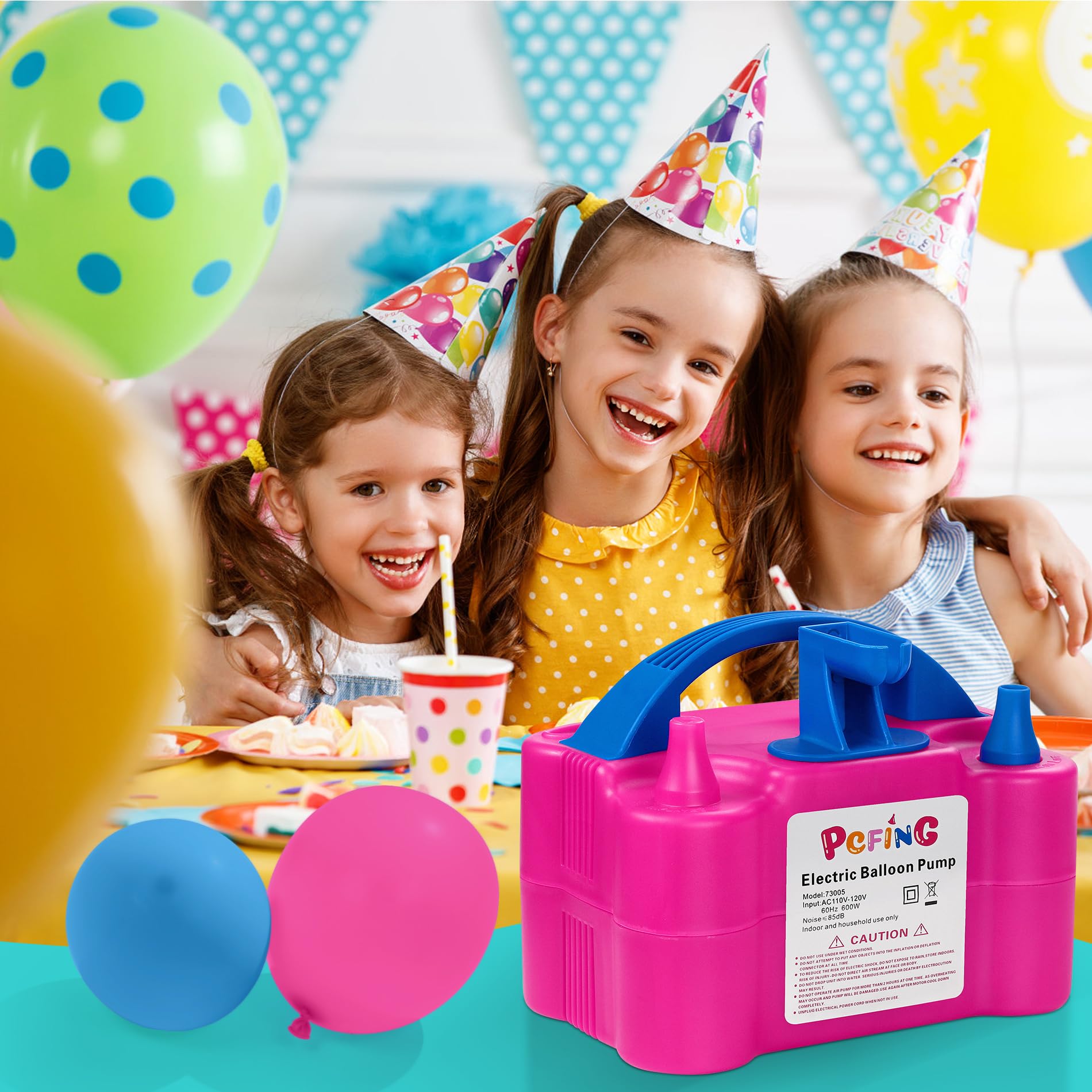 PCFING Electric Air Balloon Pump and Balloon Tying Tool in One, Portable Dual Nozzle Electric Balloon Blower Air Pump Balloons Inflator with Tying Tool on Pump for Decoration, Party and Save Time