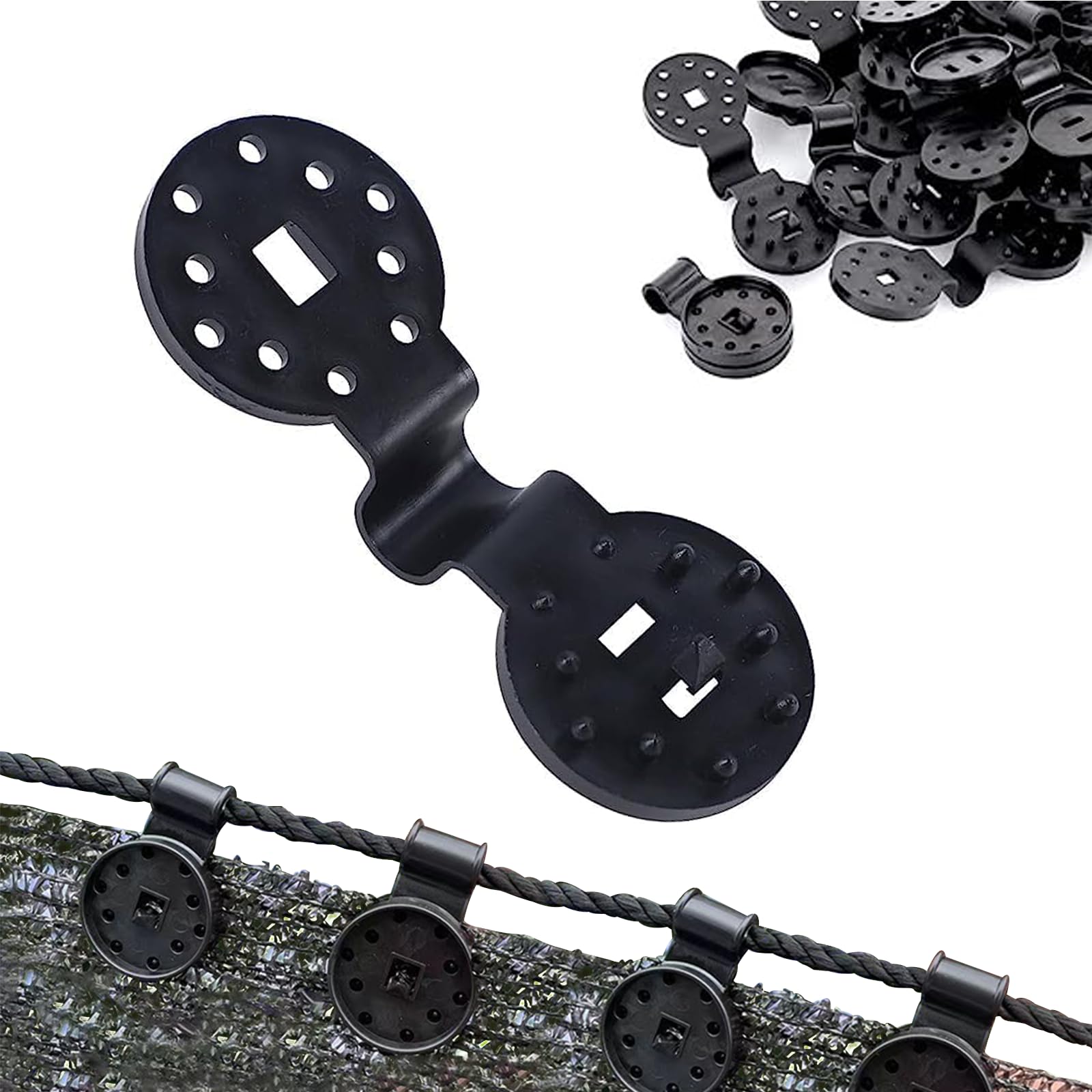 ZELONUUS 50 Pack Tarp Clips Heavy Duty Lock Grip, Reusable Shade Cloth Greenhouse Clips, Fixed Big Tarp Carabiner Clips, Plastic Canvas Tarp Hanging Clips for Shade Nets