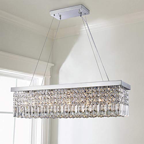 Saint Mossi 5-Lights K9 Crystal Chandelier Modern Chandelier in Raindrop Chandelier Design,Modern Flush Mount Ceiling Light Fixture,Crystal Pendant Light Fixture,H9 x W10 x L31,Chain Adjustable