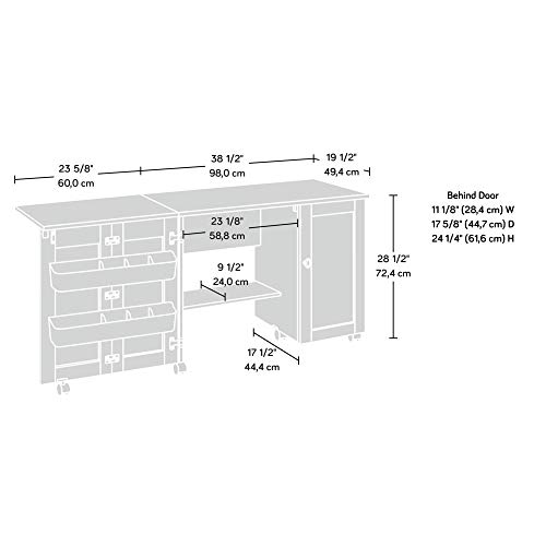 Sauder Select Sewing Craft Cart, Cinnamon Cherry Finish & 419496 Miscellaneous Storage Storage Cabinet, L: 29.375" x W: 16.125" x H: 71.125", Cinnamon Cherry Finish