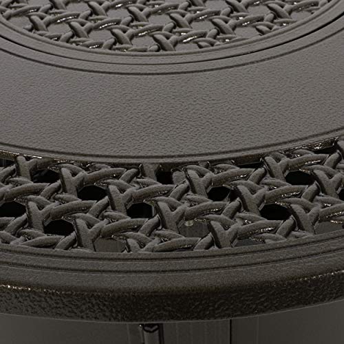 Christopher Knight Home Constance Outdoor 4 Seater Wicker Swivel Chair and Fire Pit Set, Dark Brown + Navy Blue + Hammered Bronze