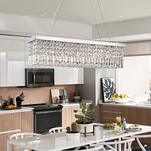 Saint Mossi 5-Lights K9 Crystal Chandelier Modern Chandelier in Raindrop Chandelier Design,Modern Flush Mount Ceiling Light Fixture,Crystal Pendant Light Fixture,H9 x W10 x L31,Chain Adjustable