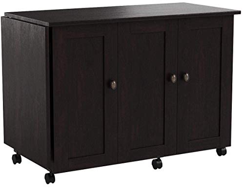 Sauder Select Sewing Craft Cart, Cinnamon Cherry Finish & 419496 Miscellaneous Storage Storage Cabinet, L: 29.375" x W: 16.125" x H: 71.125", Cinnamon Cherry Finish