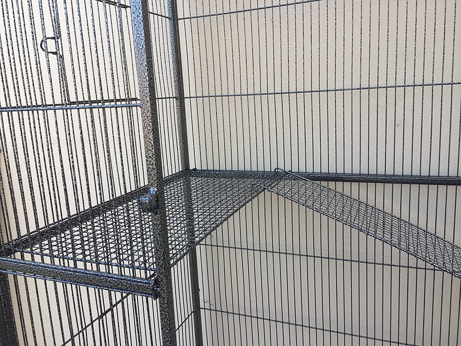 54" Large Double 3-Levels Small Animals Critters Wrought Iron Chew Proof Cage Center Slide Out Divider Tight 1/2-inch Bar Spacing Removable Rolling Stand Ferret Squirrel Chinchilla Rat Mouse
