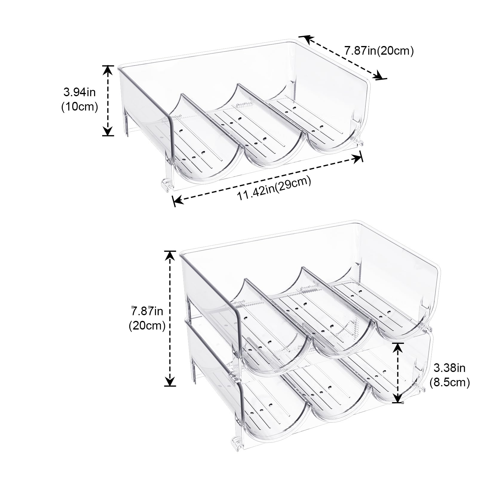Puricon Plastic Water Bottle Organizer Rack, Stackable Bin Holder for Insulated Tumbler Sports Flask Bottles Kids Water Bottle Travel Mug for Kitchen Cabinets Countertop Holds 9 Bottles, 3-Tier
