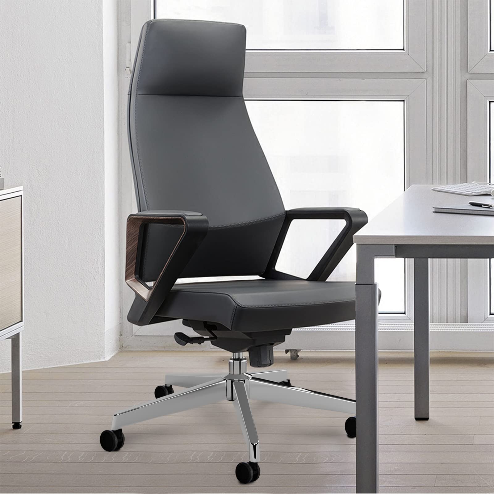 Sytopia Office Chair Base, 28'' Desk Chair Base Replacement with Reinforced Metal Legs (2300Lbs), Chair Bottom Part for Most Chairs, Universal Gas Cylinder and Caster Sockets, Sliver