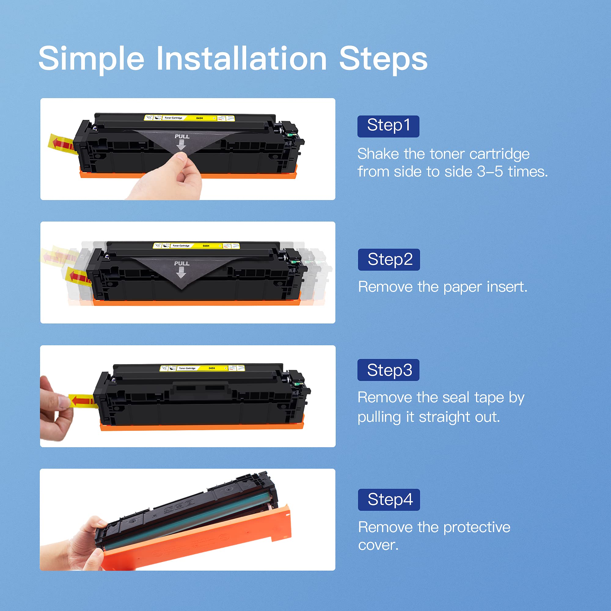 GPC Image Compatible Toner Cartridge Replacement for Canon 045 Toner Cartridges 045h CRG-045H for Color ImageCLASS MF634Cdw MF632Cdw LBP612Cdw LBP613Cdw MF632 MF634 Series Printer Tray(4-Pack)