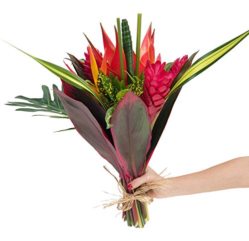 BloomsyBox - Tropical Bouquet Treasure with Bright Heliconias, Pink Ginger and Tropical Greenery (Fresh Cut Flowers)