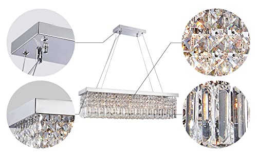 Saint Mossi 5-Lights K9 Crystal Chandelier Modern Chandelier in Raindrop Chandelier Design,Modern Flush Mount Ceiling Light Fixture,Crystal Pendant Light Fixture,H9 x W10 x L31,Chain Adjustable