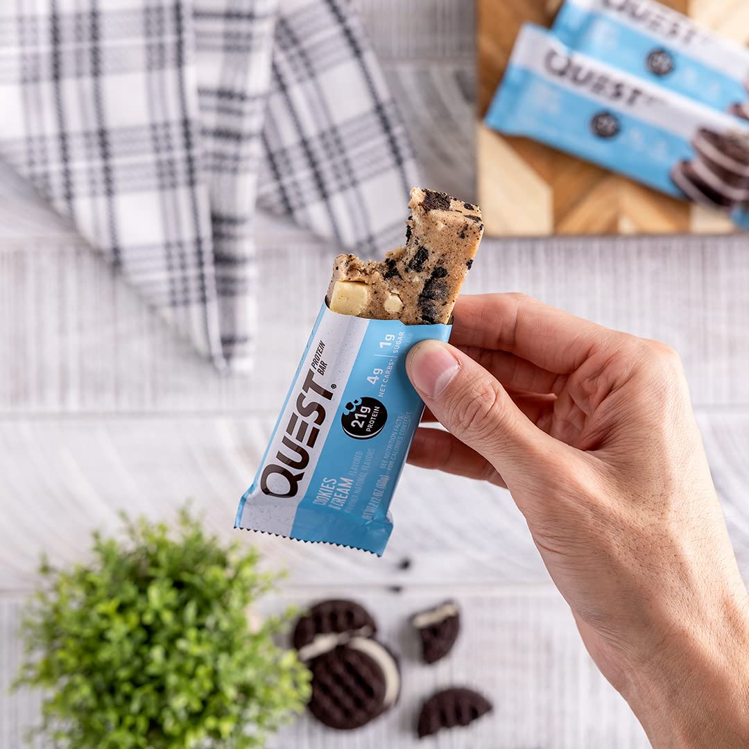 Quest Nutrition High Protein Low Carb, Peanut Butter Cups, 12 & Cookies & Cream Protein Bars, 12 Count & Chocolate Chip Cookie Dough Protein Bars, 12