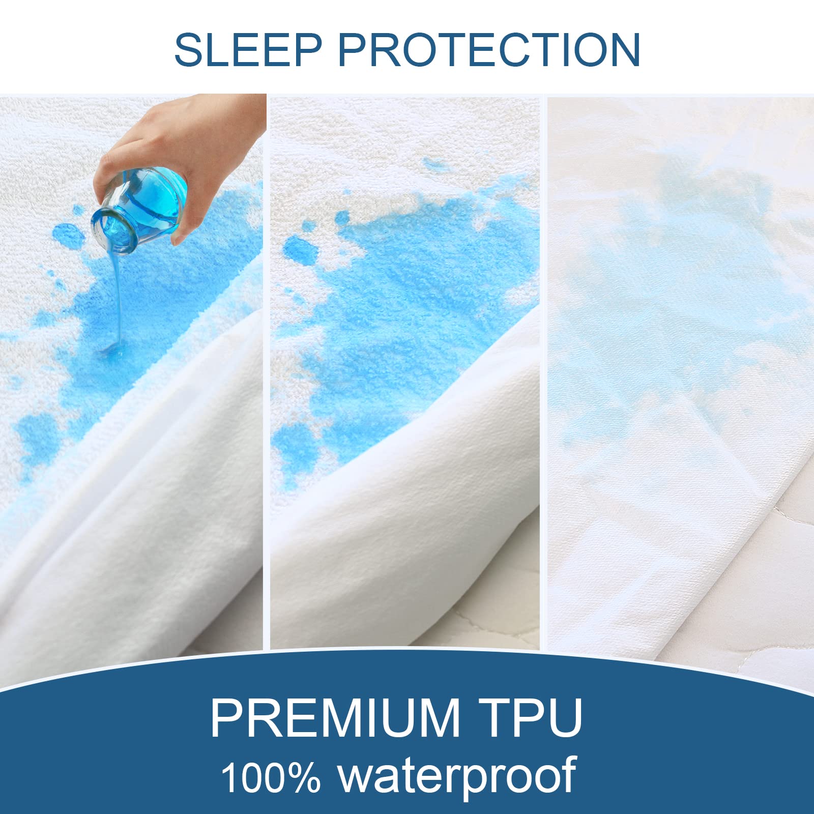 Twin Mattress Protector Waterproof Soft & Breathable Terry, Noiseless Mattress Cover Fits up -14'' Depth, Skin-Friendly Machine Wash Mattress Protector