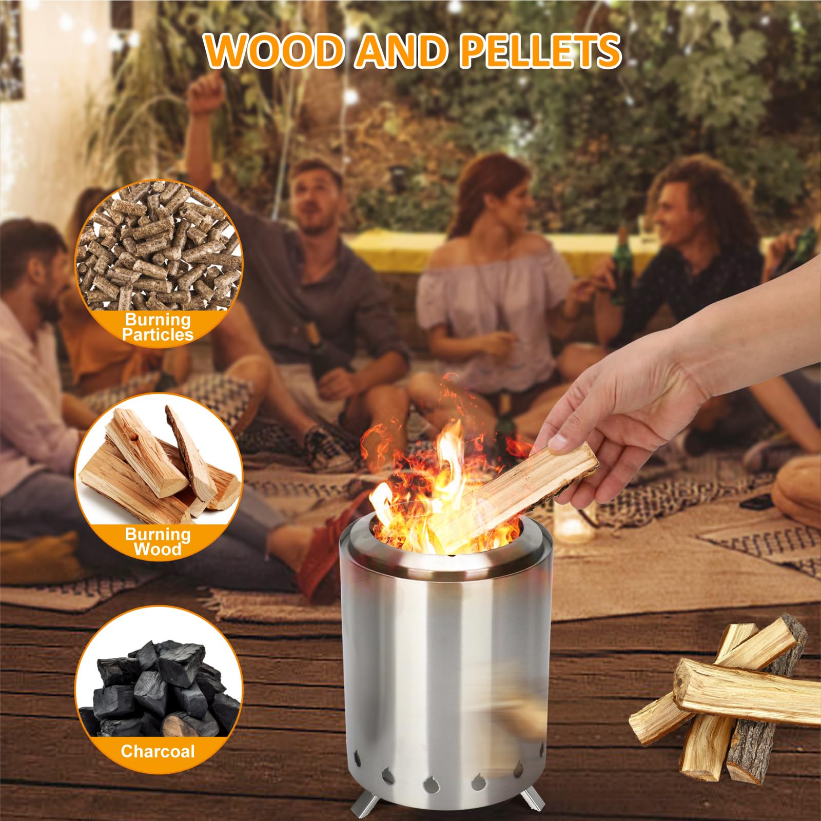 Smokeless Steel Table Top Fire Pit - Portable Wood Burning Mini Fire Pit with Storage Bag, Removable Ash Pan for Garden Bonfires