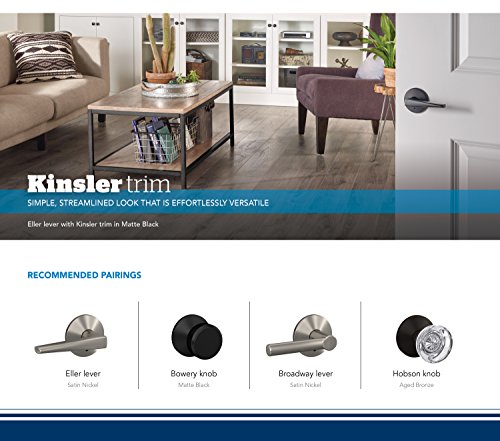 Schlage Custom FC172 BRW 622 KIN Broadway Non-Turning Lever with Kinsler Trim, Matte Black