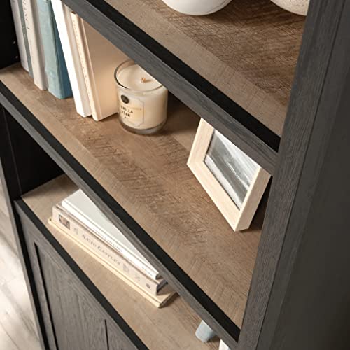 Sauder Cottage Road Library with Doors, L: 29.29" x W: 13.98" x H: 71.50", Raven Oak Finish