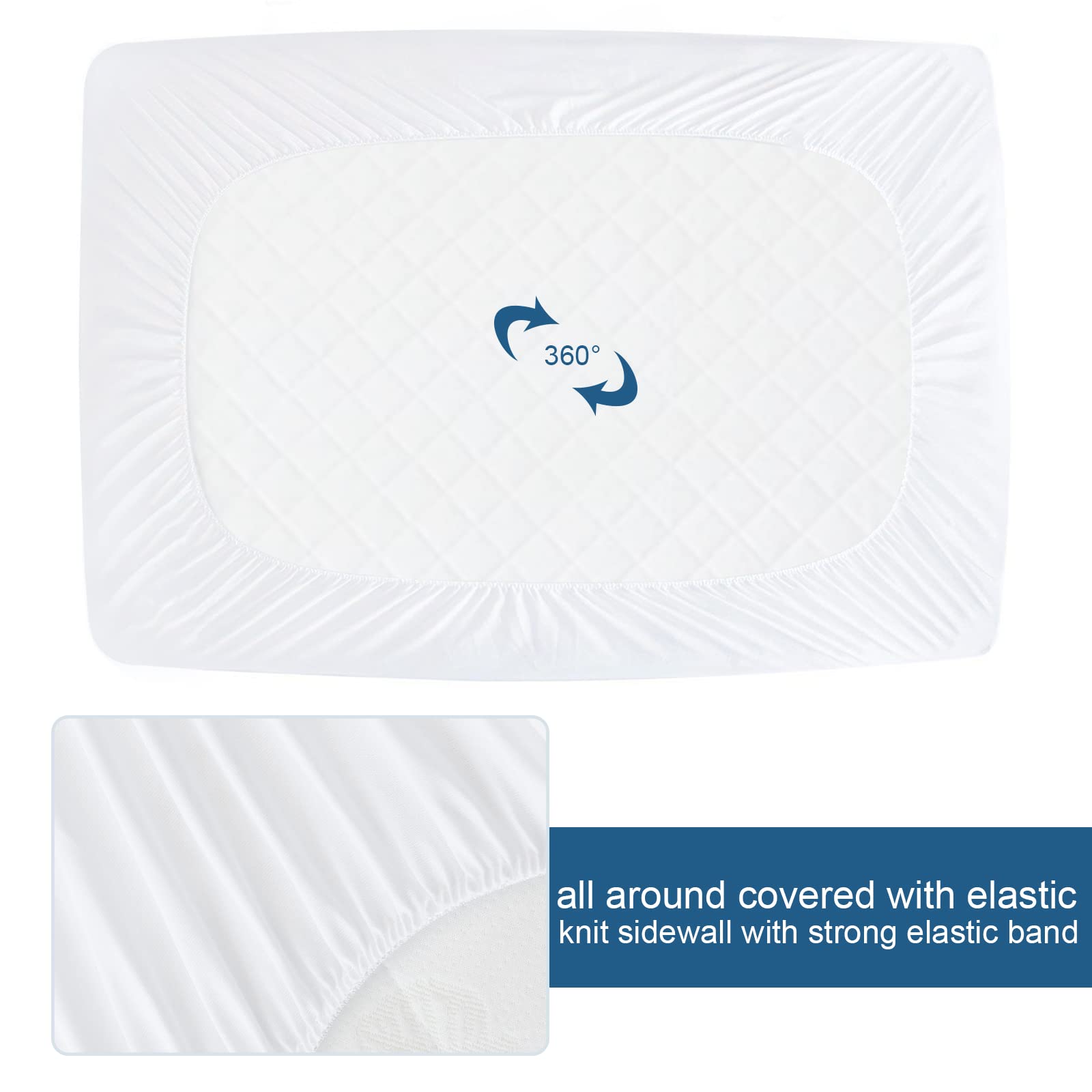 Twin Mattress Protector Waterproof Soft & Breathable Terry, Noiseless Mattress Cover Fits up -14'' Depth, Skin-Friendly Machine Wash Mattress Protector