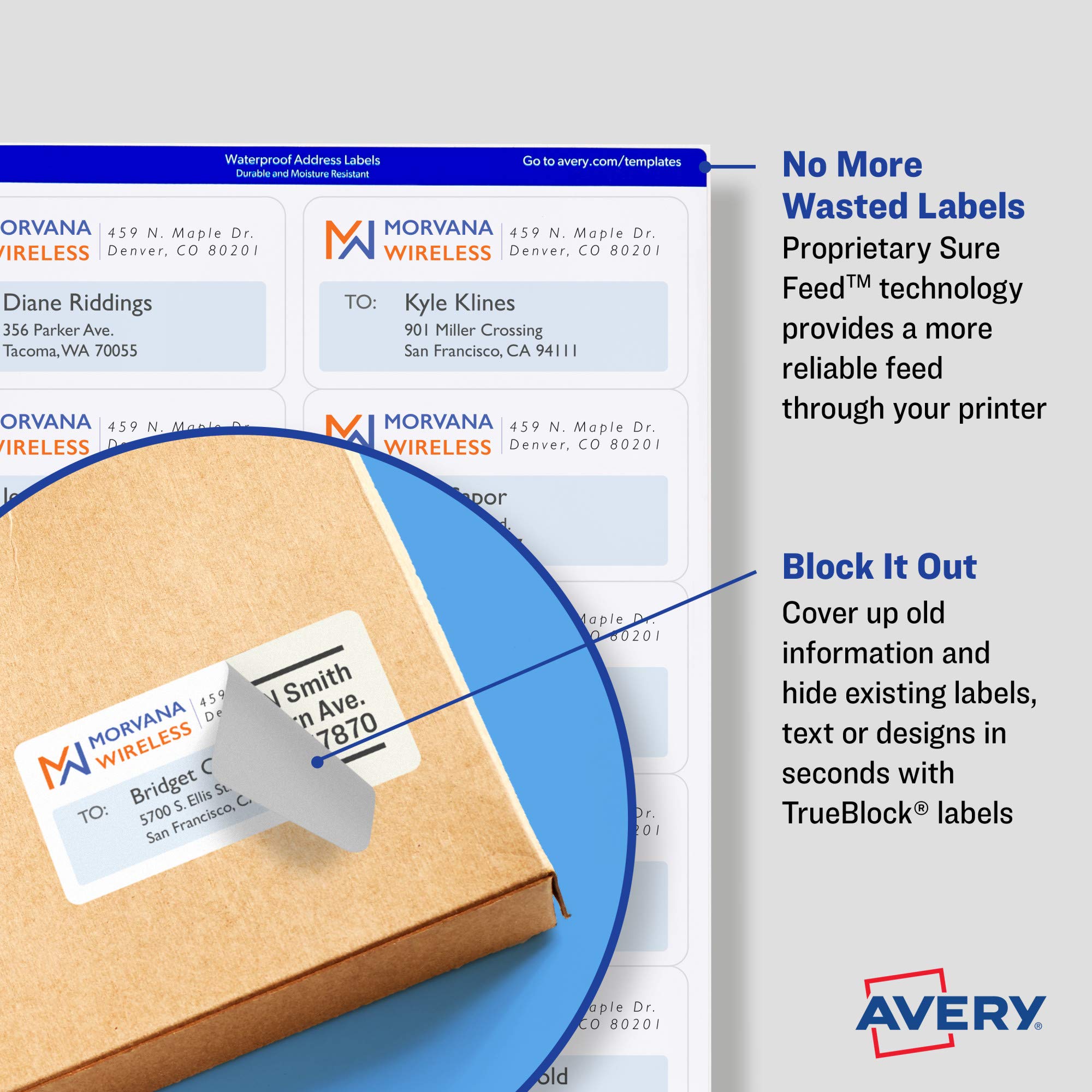 Avery Shipping Address Labels, Laser Printers, 400 Labels, 3-1/2 x 5, Permanent Adhesive, TrueBlock (5168)