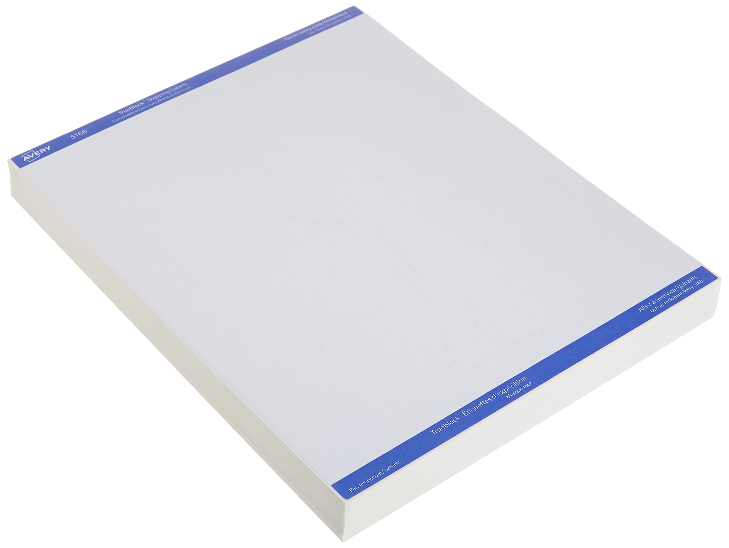 Avery Shipping Address Labels, Laser Printers, 400 Labels, 3-1/2 x 5, Permanent Adhesive, TrueBlock (5168)