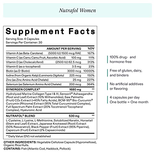 Nutrafol Women's Hair Growth Supplement | Ages 18-44 | Clinically Proven for Visibly Thicker & Stronger Hair | Dermatologist Recommended | 3 Month Supply