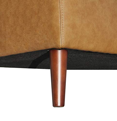Amazon Brand β Rivet Ava Mid-Century Modern Leather Ottoman Bench, 63.4"W x 15.7"H, Caramel