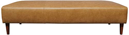 Amazon Brand β Rivet Ava Mid-Century Modern Leather Ottoman Bench, 63.4"W x 15.7"H, Caramel
