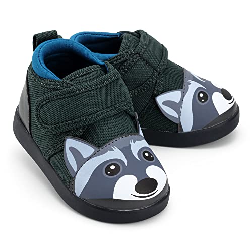 ikiki Squeakerless Shoes for Toddlers/Little Kids (Raccoon, Gray, Size 10)