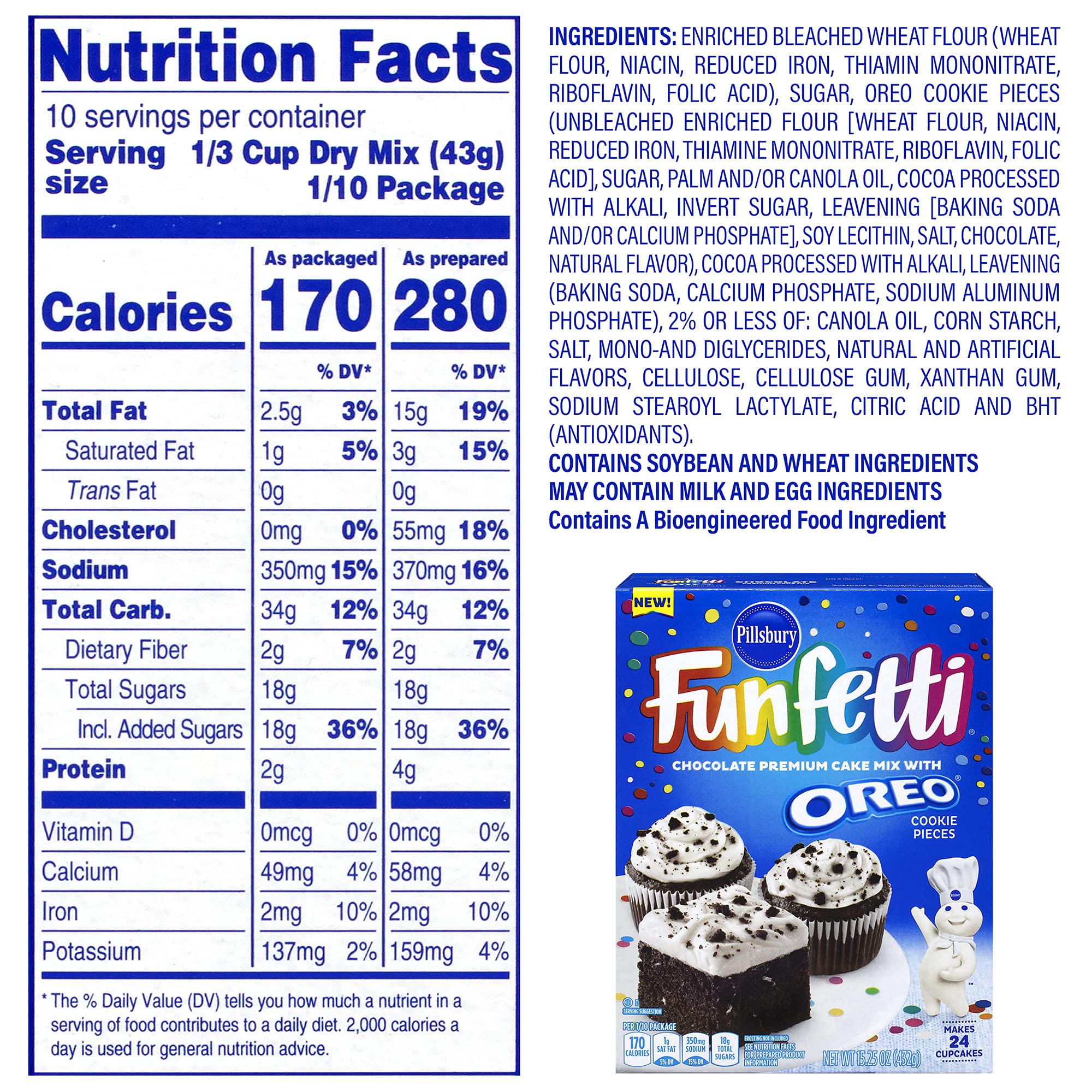 Pillsbury Funfetti Oreo Cake Mix, Brownie Mix, and Frosting Variety Pack, Pack of 6, Chocolate and Vanilla Cake Mix, Chocolate Brownie Mix, Vanilla Frosting