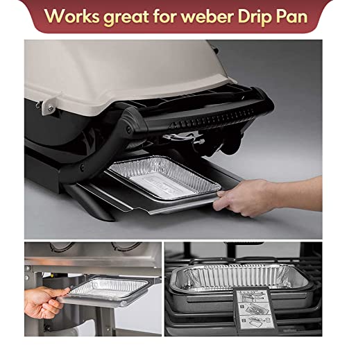 TIFMI 100 Pack Drip Pan Liners Compatible for Weber Genesis Series, Q Series, Spirit Series & Traveler Gas Grills, Disposable Aluminum Foil Grease Drip pan, Grill Accessories