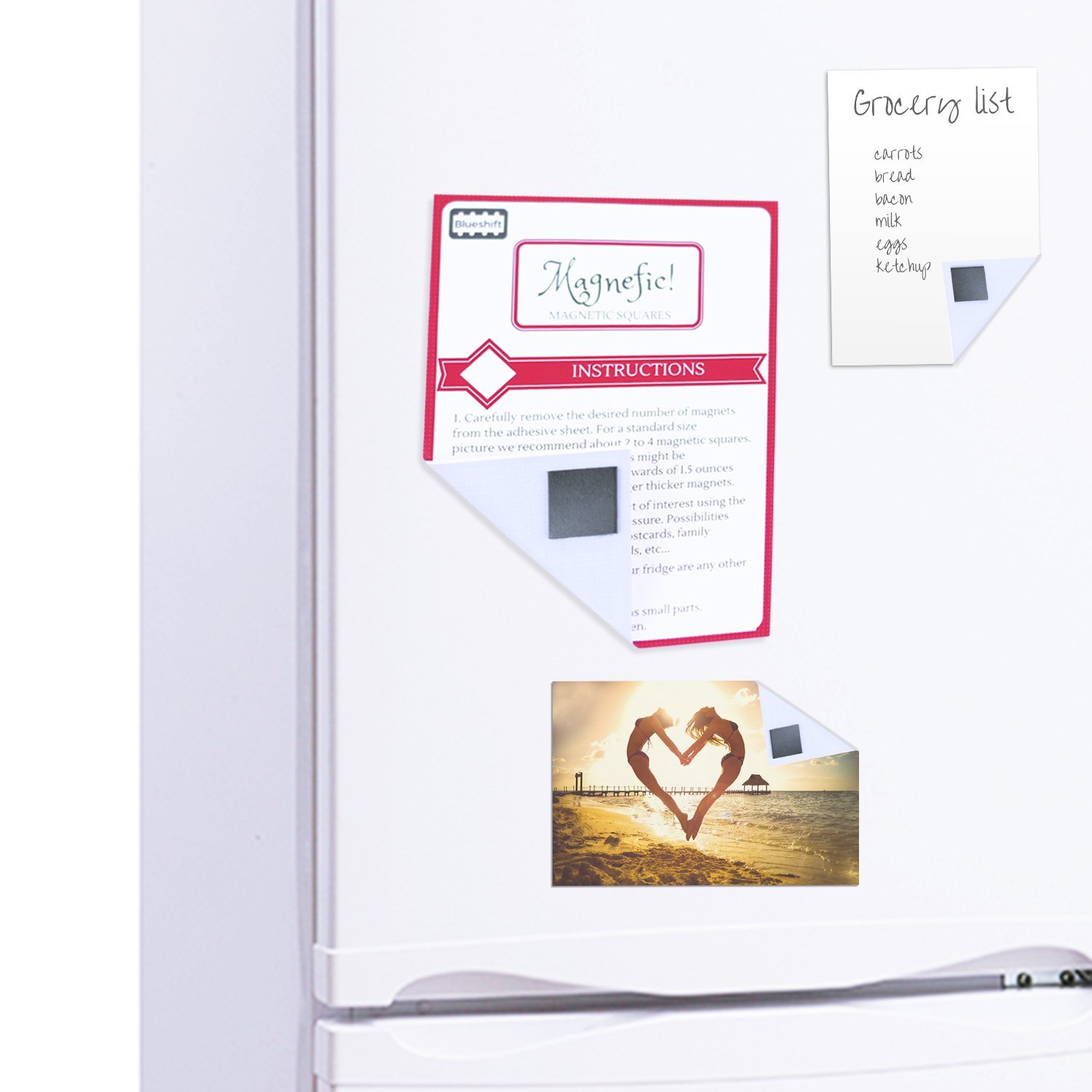 Magnefic Magnetic Squares, 1 Tape Sheet of 70 Magnetic Squares (Each 20x20x2mm), Magnet on one Side, Self Adhesive on The Other Side. Perfect for Fridge Organisation, Art Project, Vision Board