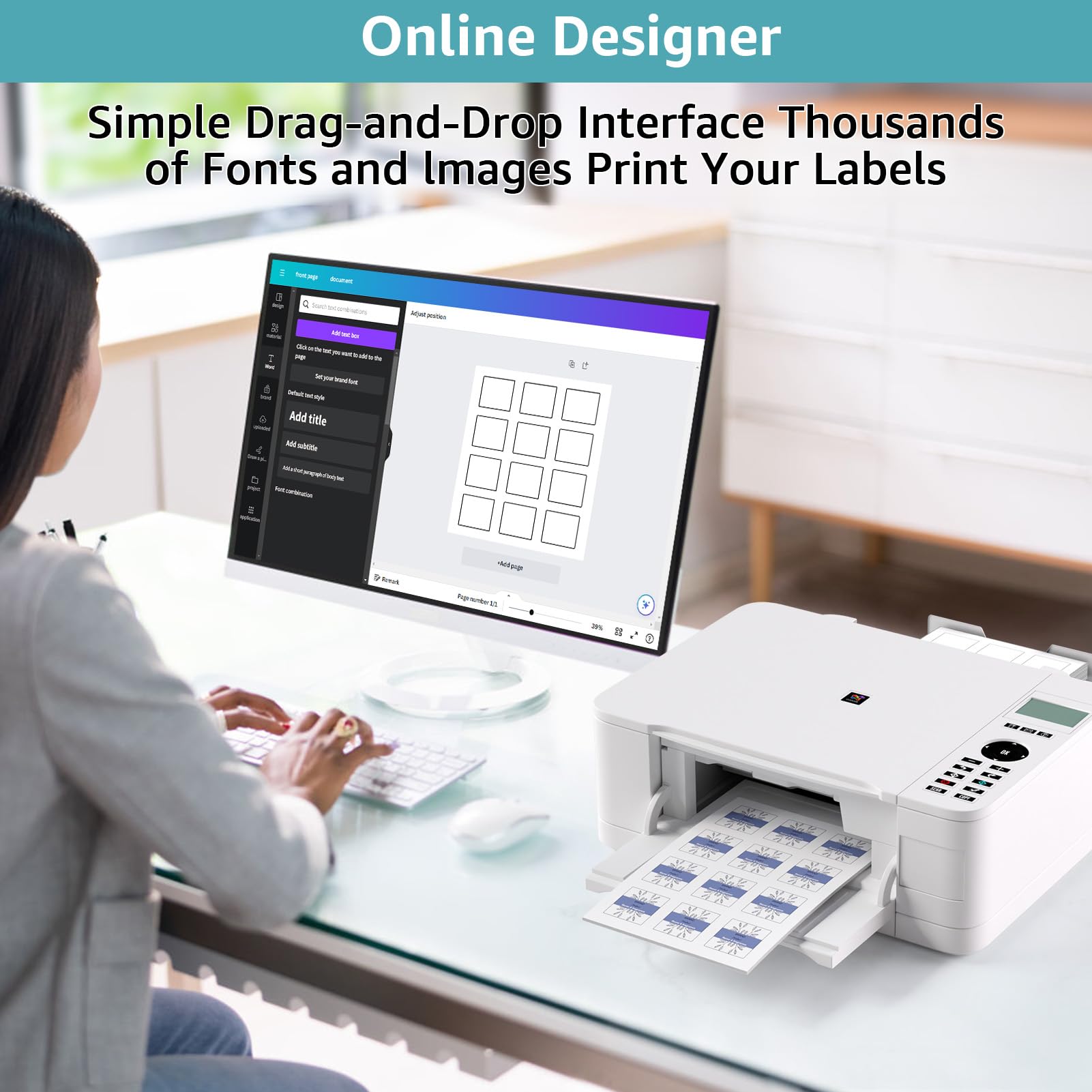 MaxGear 2" x 2" Square Labels, for Inkjet or Laser Printer, Matte White Printable Sticker Labels Sheets, Strong Adhesive, Dries Quickly, Holds Ink Well, 360 Labels