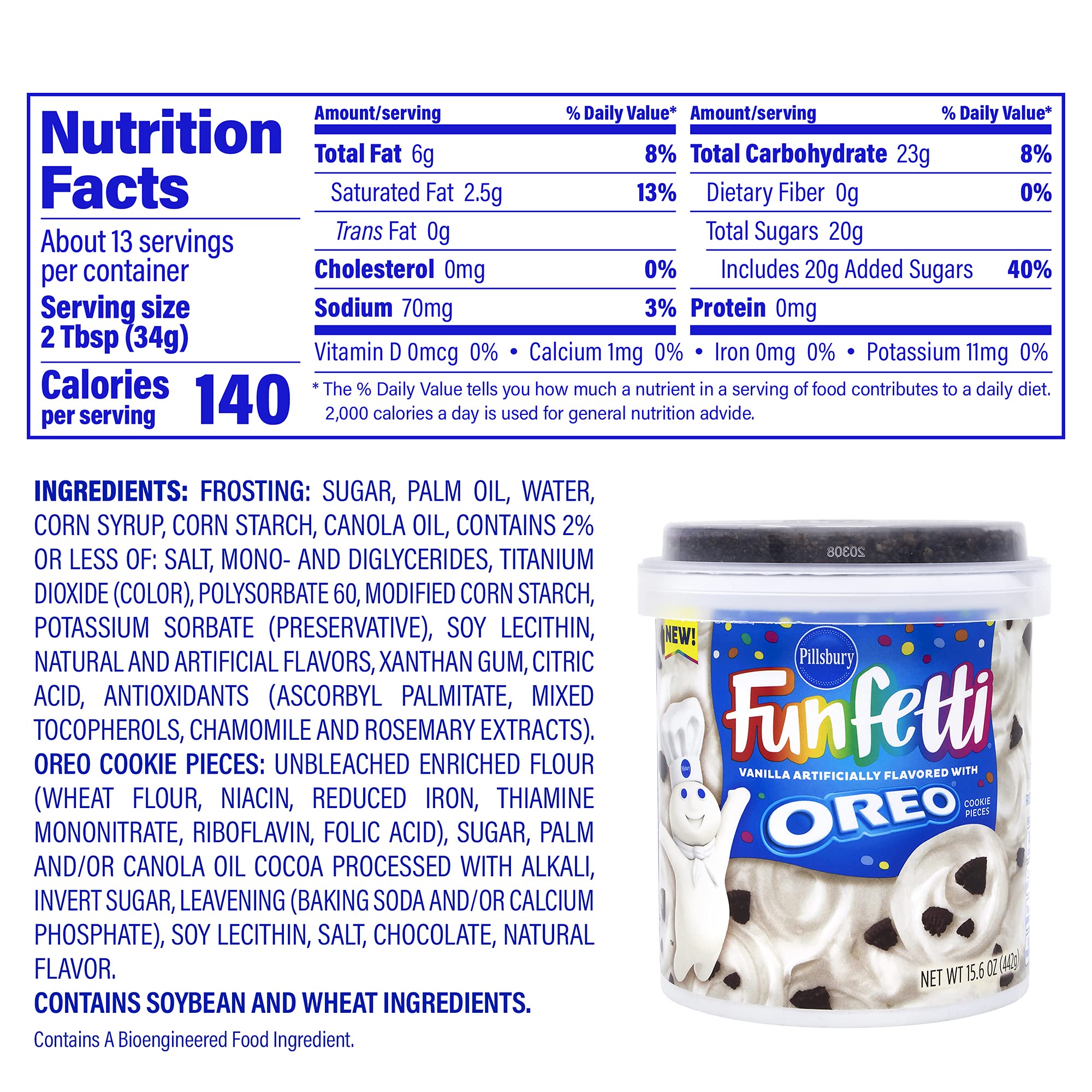 Pillsbury Funfetti Oreo Cake Mix, Brownie Mix, and Frosting Variety Pack, Pack of 6, Chocolate and Vanilla Cake Mix, Chocolate Brownie Mix, Vanilla Frosting
