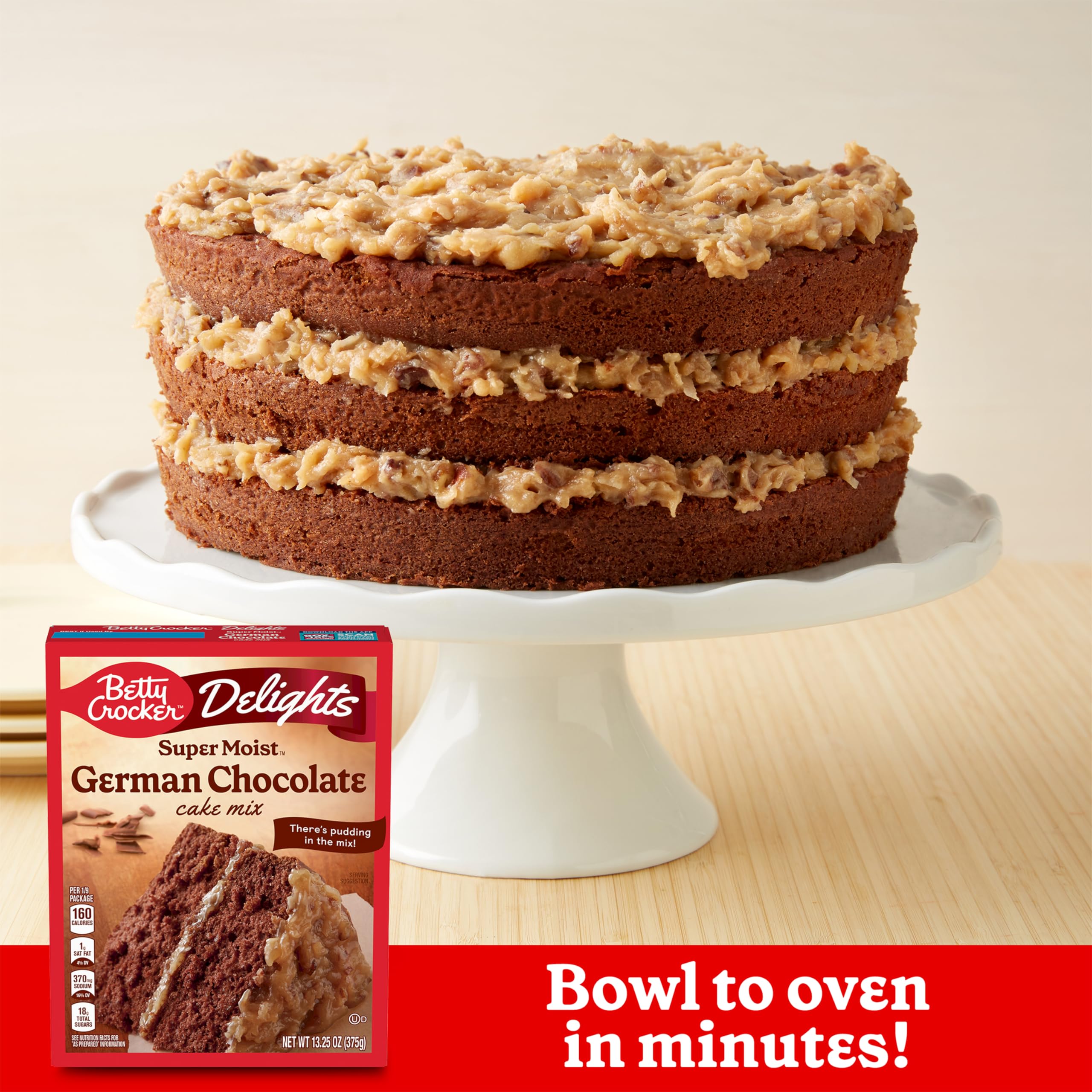 Betty Crocker Delights Super Moist German Chocolate Cake Mix, 13.25 oz.