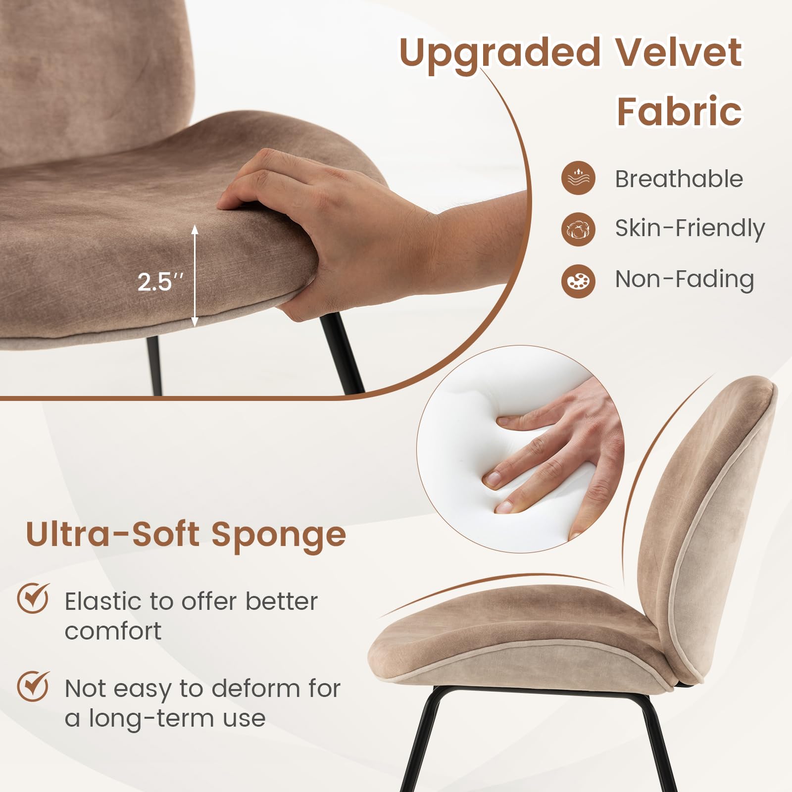 Giantex Dining Chairs Set of 4, Velvet Kitchen Chair Set with Metal Base, Max Load 330 Lbs, Armless Dining Side Chair with Padded Seat, Upholstered Modern Accent Dining Room Chairs