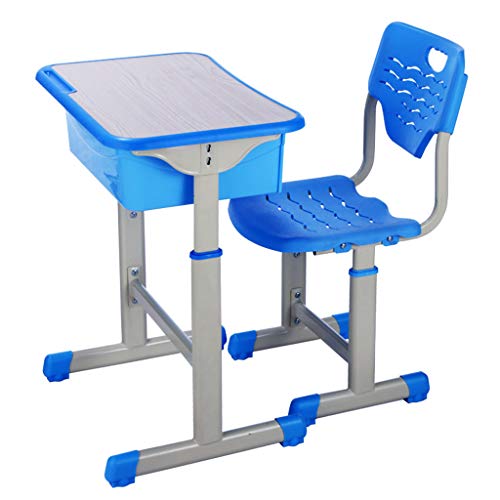 Articles for daily use Height-Adjustable Childrenâs Study Desk, Childrenâs Writing and Reading Desk with Drawers, Computer Desk, Student Desk and Chair Set (Blue)