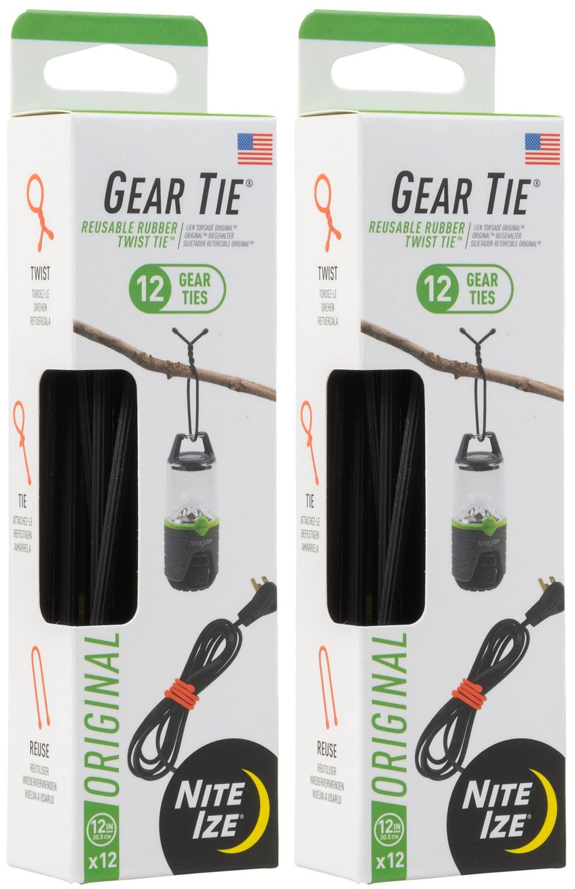 Nite Ize Gear Tie ProPack - 12 Black 12 Pack